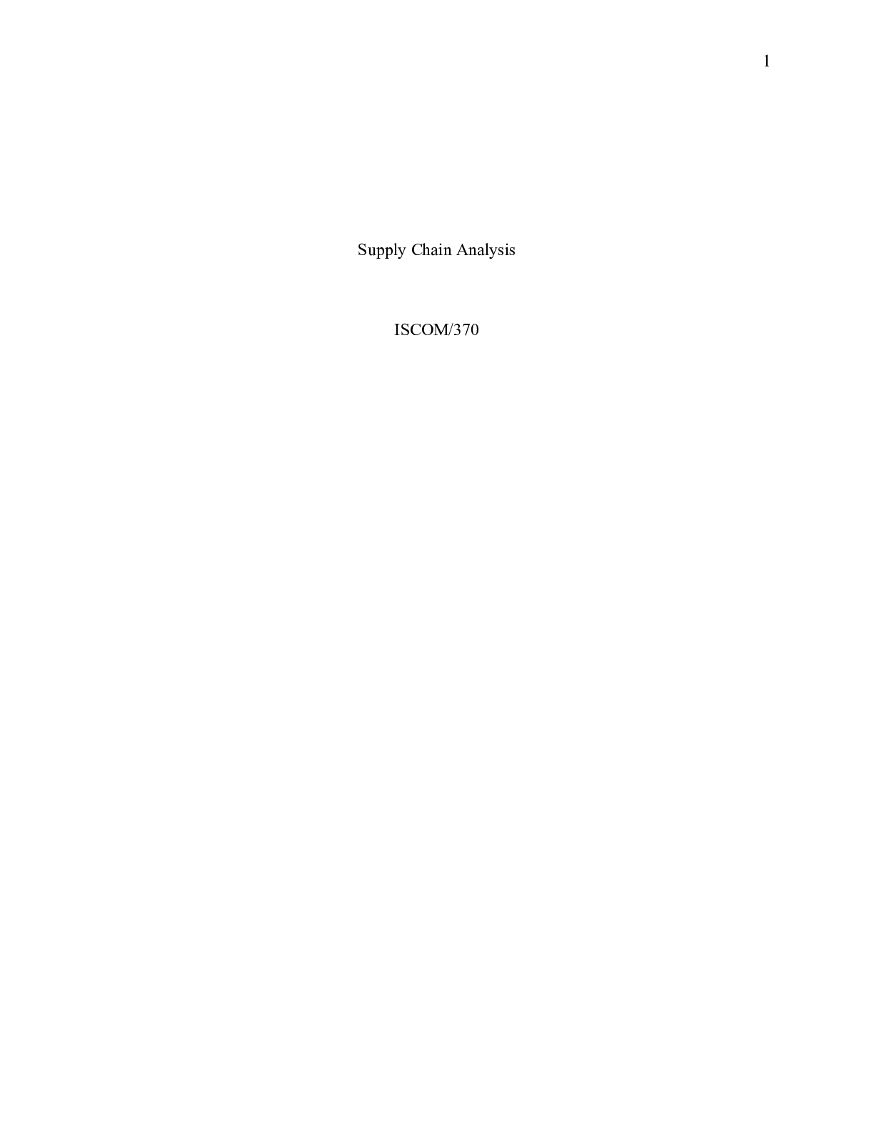 Supply Chain Analysisdoc Supply Chain Analysis Iscom370 Supply Chain 3114